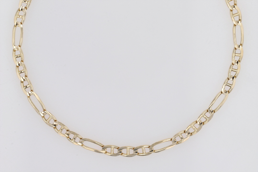 4mm Figarucci Link Chain 25.25" Necklace 14k Yellow Gold 14.73 Grams