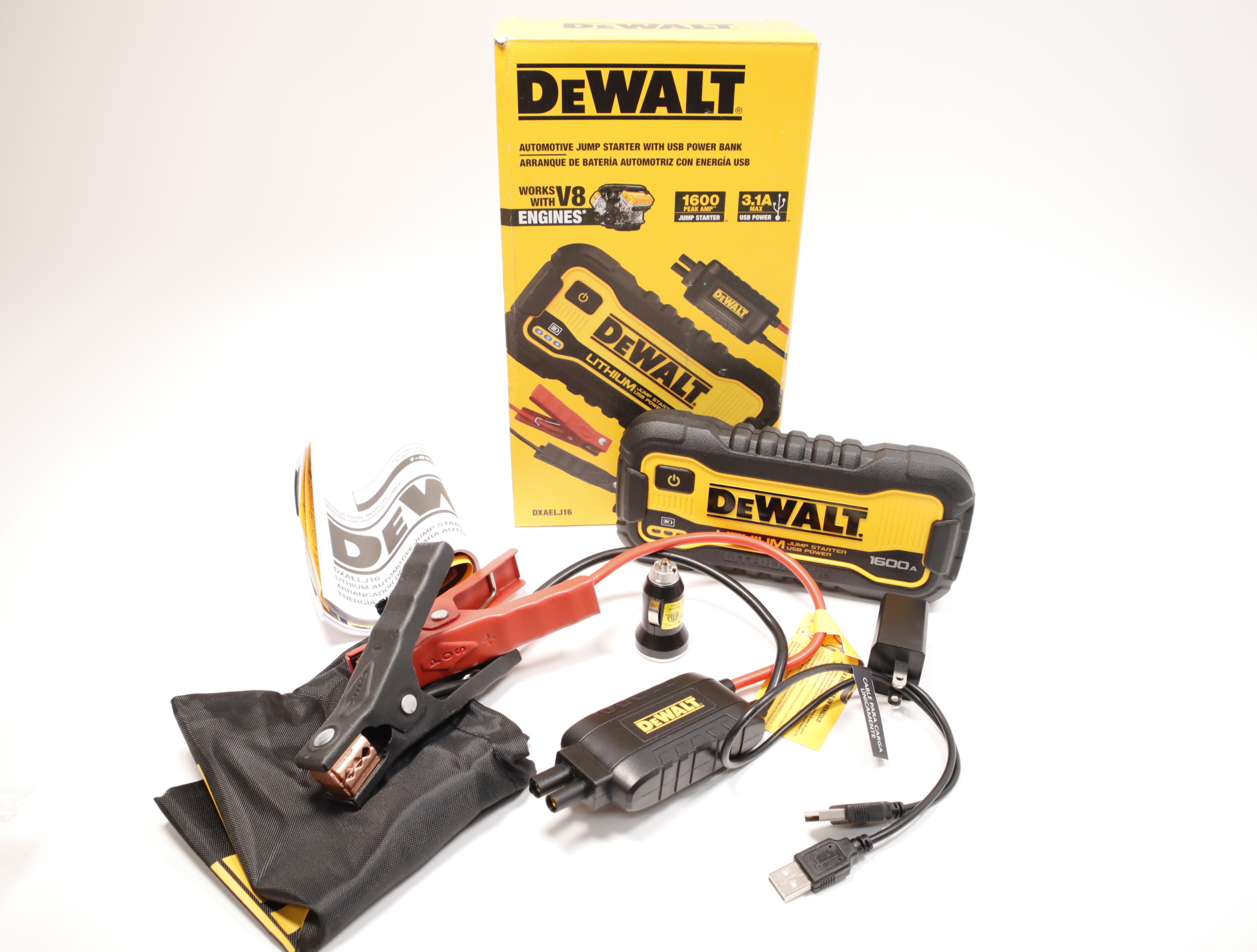 DeWalt DXAELJ16 Lithium Jump Starter USB Power Bank 1600 Peak Amp 4801