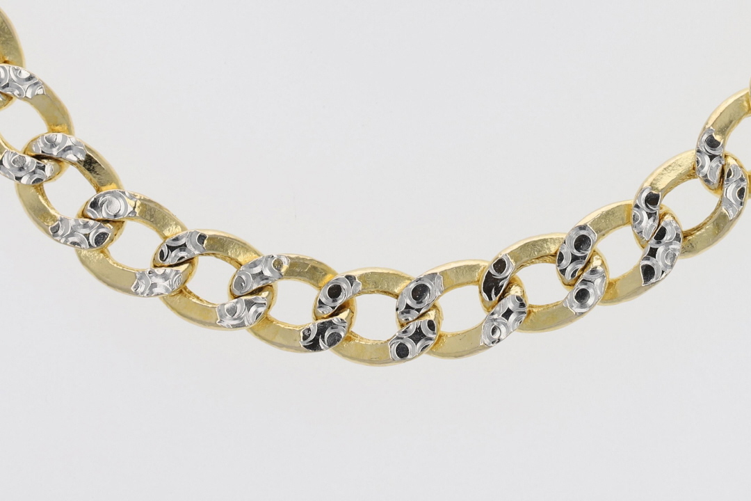 4.3mm Diamond-Cut Curb Link Chain 23.75" Necklace 14k Multi-Tone Gold 9 ...