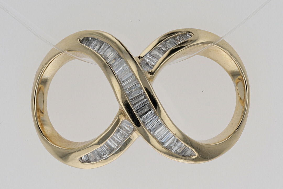 .68ctw Baguette Cut Diamond Infinity Loop Pendant without Chain 14k ...