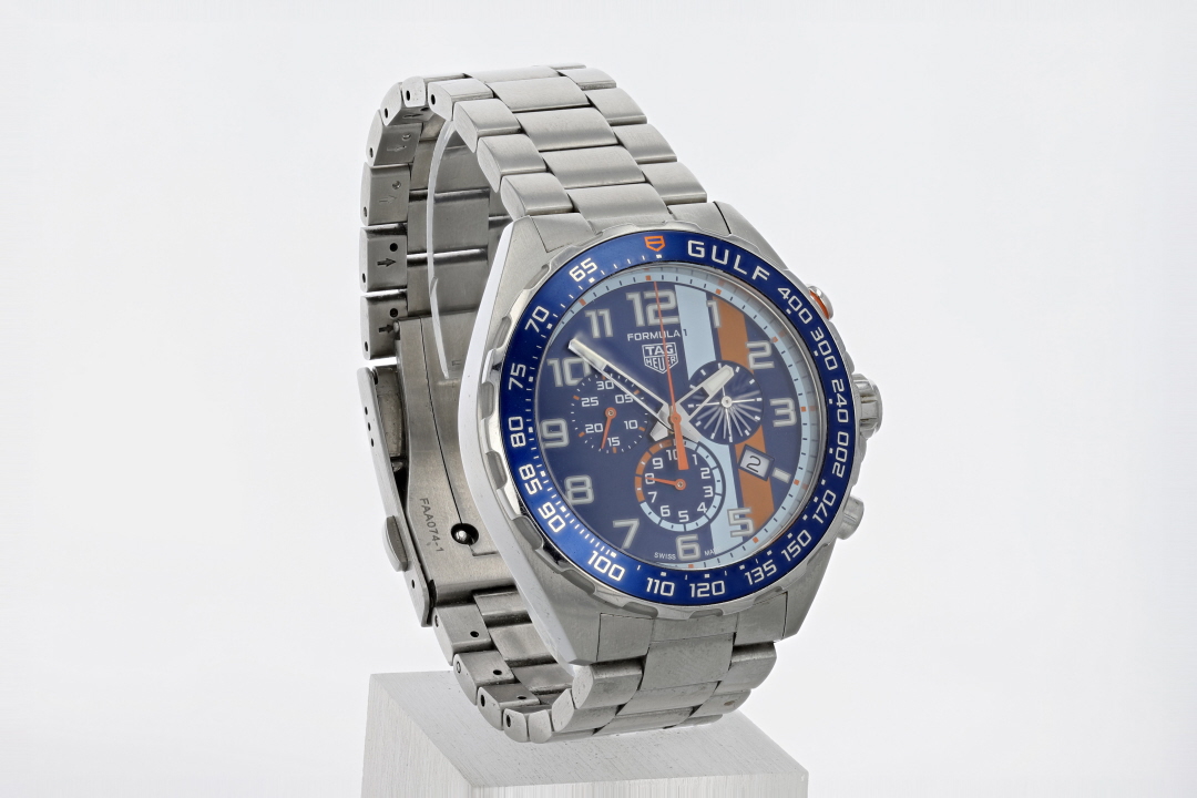 Tag Heuer Formula 1 Gulf Blue Dial Chronograph Stainless Steel Men's ...