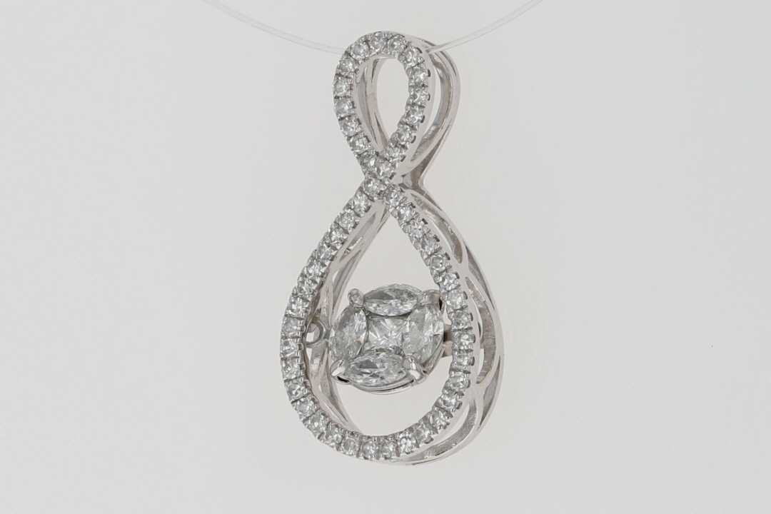 .60ctw Diamond In Motion Cluster Pendant without Chain 14k White Gold 1 ...