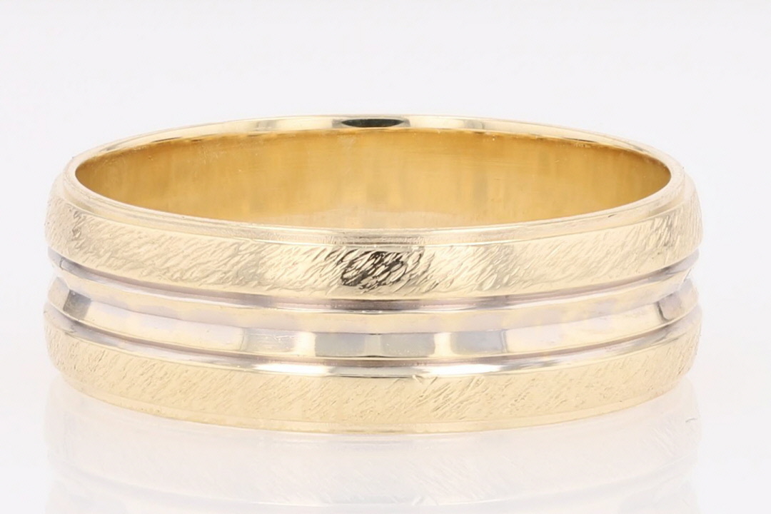 7.1mm Diamond Cut Textured Wedding Band Ring 14k Yellow Gold 5.75 Grams ...