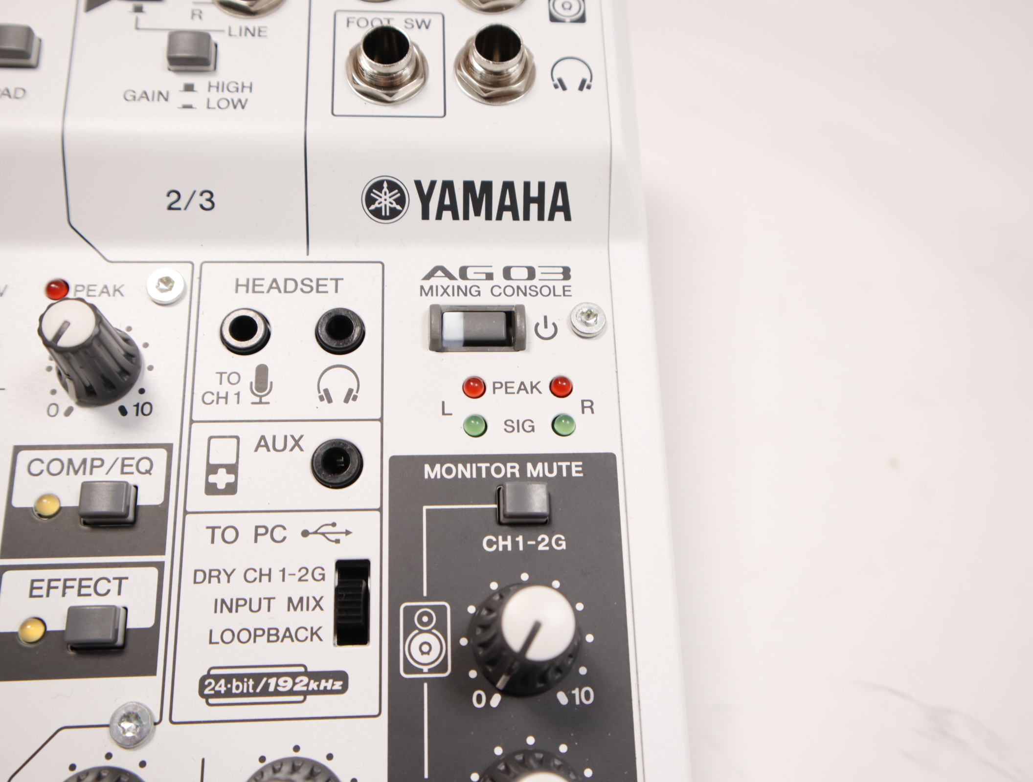 Yamaha AG03 3-Channel Mixer Interface USB White