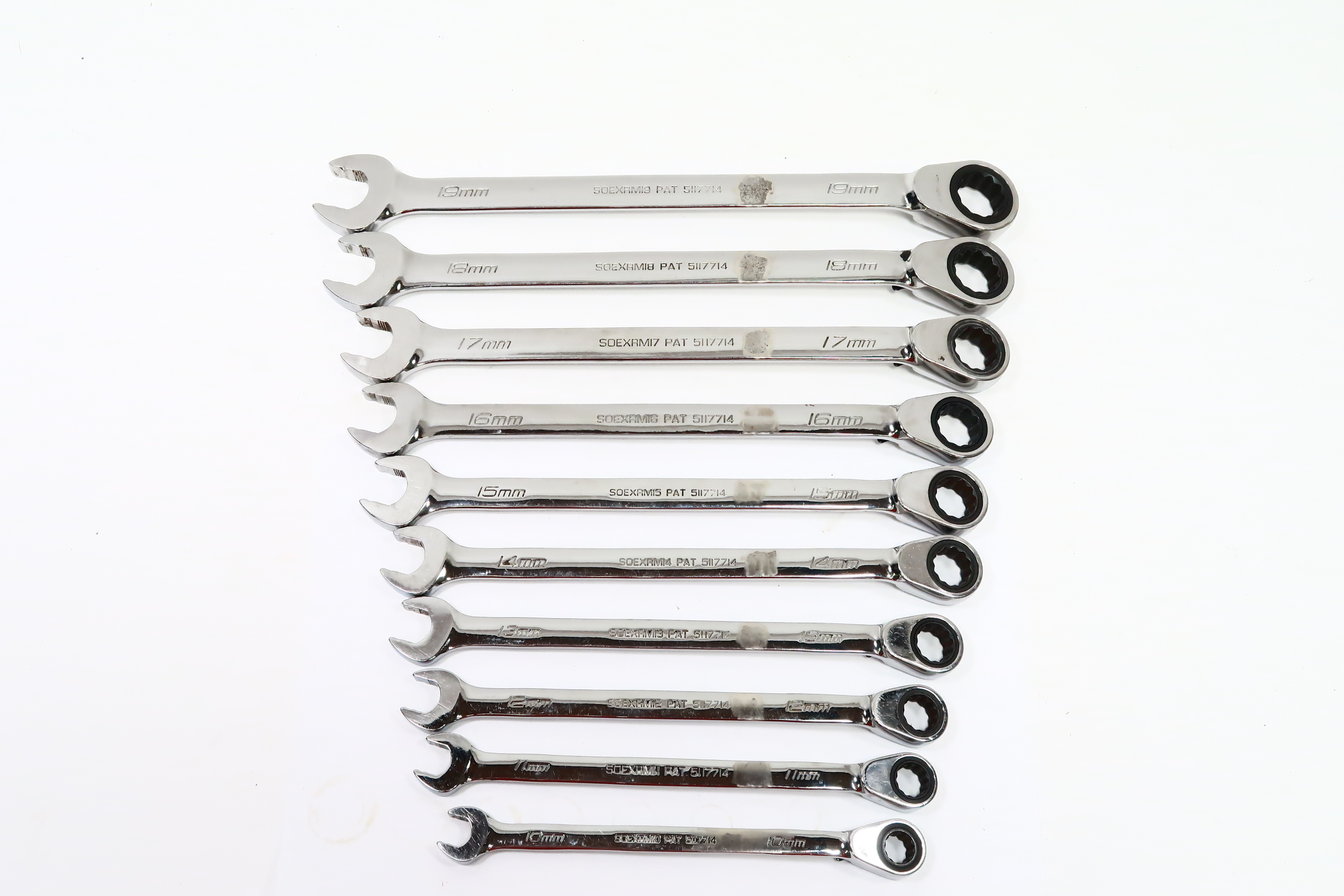 Snap-on SOEXM710 10 pc 12-Point Metric Flank Drive Plus Combination Wrench Set