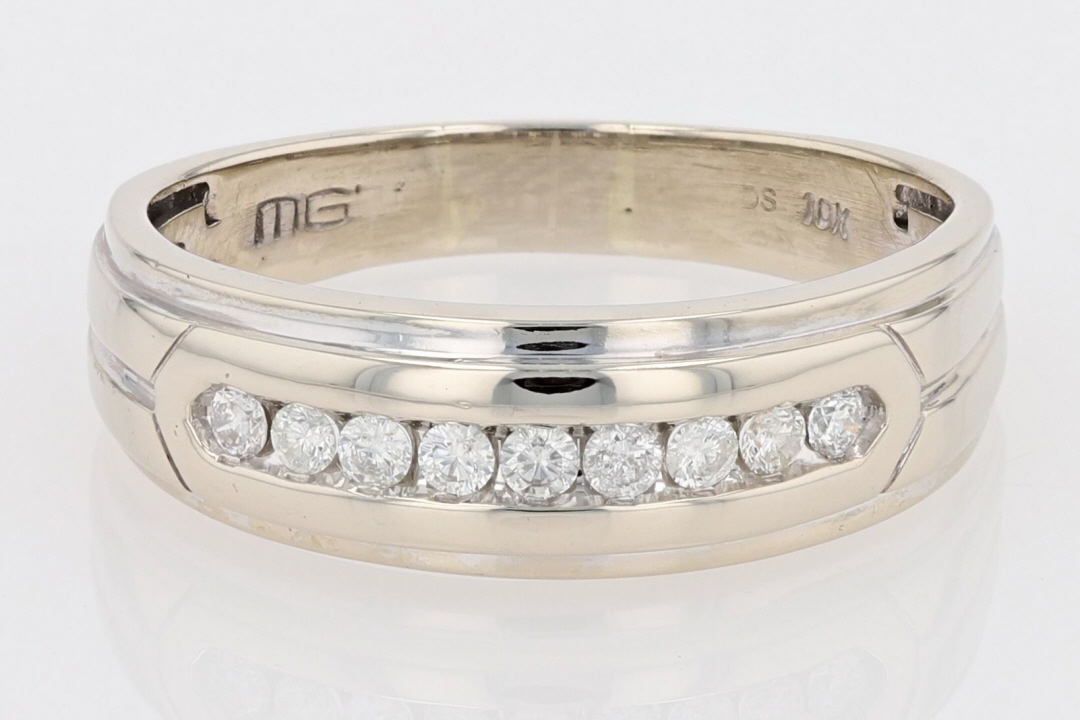 .25ctw Round Cut Diamond Channel-Set Wedding Band Ring 10k White Gold ...