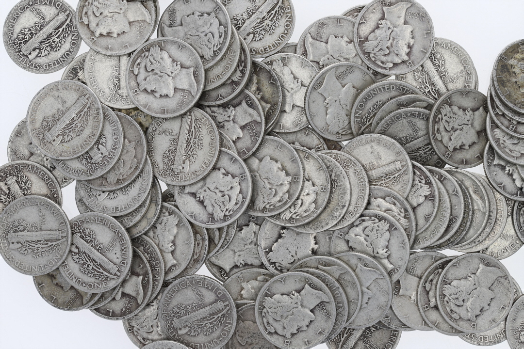 Multiple Years Mercury Silver Dimes 90% Silver Set of 100 Coins