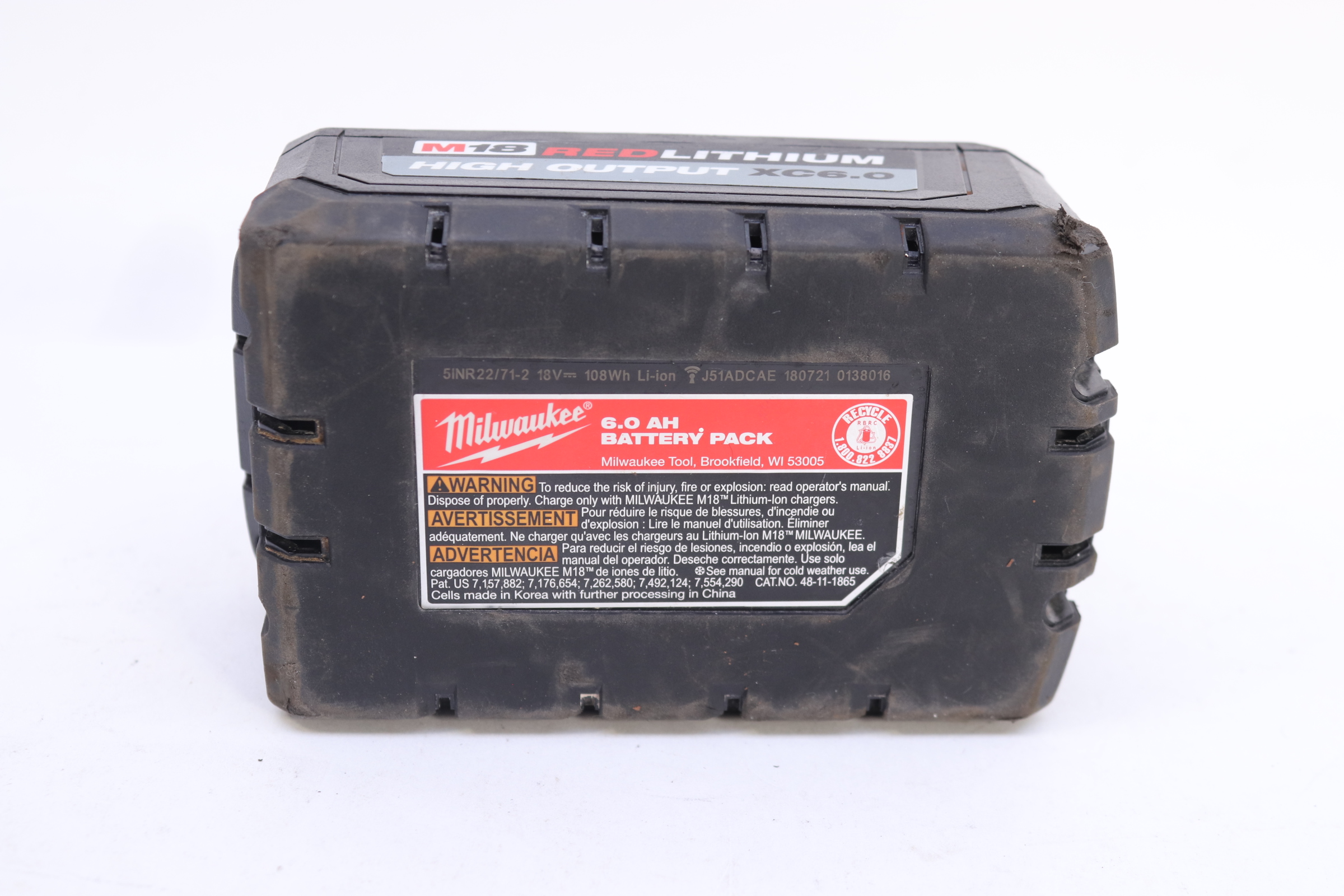 Milwaukee 48-11-1865 M18 18V Lithium-Ion High Output 6.0Ah Worksite Battery