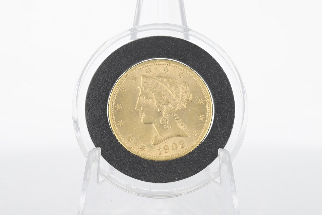1902 Liberty Head Half Eagle $5 San Francisco Mint Fine Gold US Coin Sealed