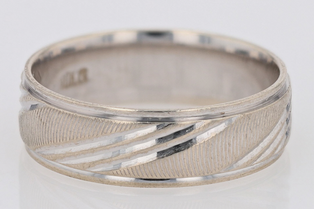 5.9mm Diamond Cut Textured Wedding Band Ring 10k White Gold 3.99 Grams ...