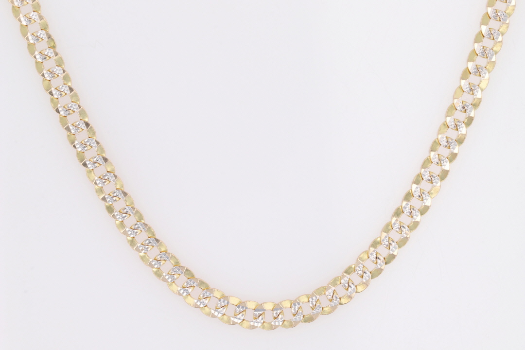 5mm Diamond Cut Curb Chain 25.75" Necklace 14k Multi-Tone Gold Italy 18 ...