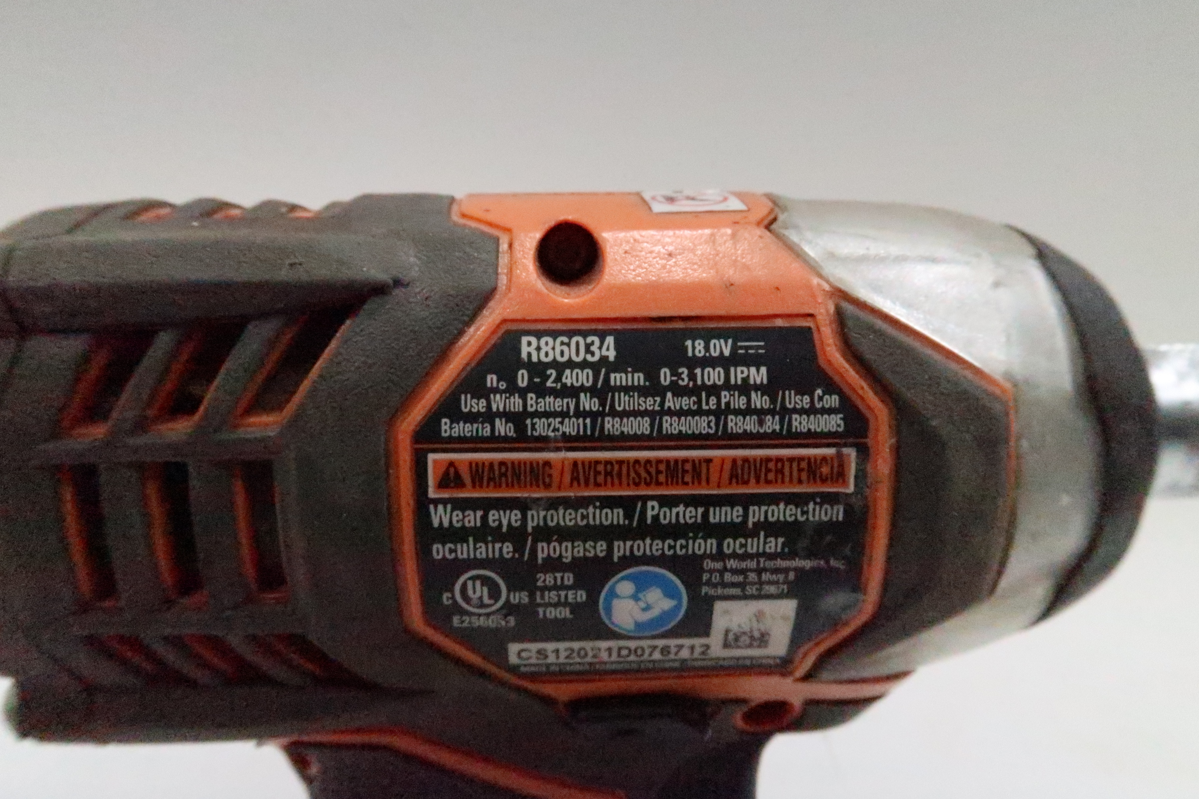 Ridgid R86034 18V Cordless 1/4 in. Impact Driver 0799