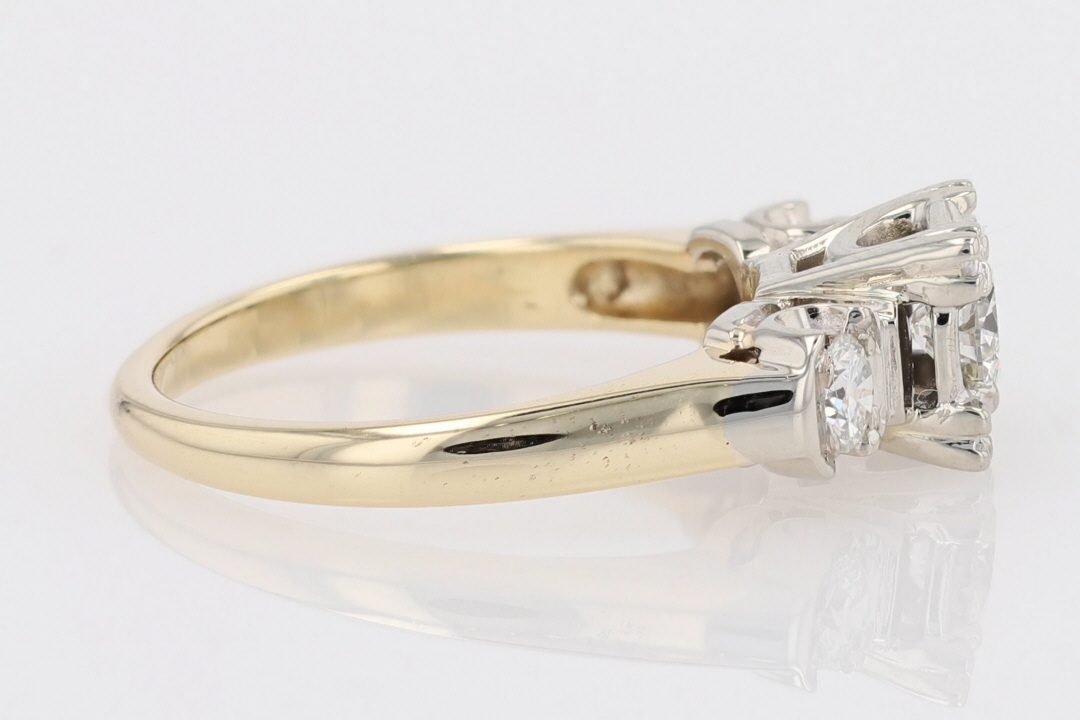 .49ctw Round Cut Diamond Three-Sone Engagement Ring 14k Multi-Tone Gold ...