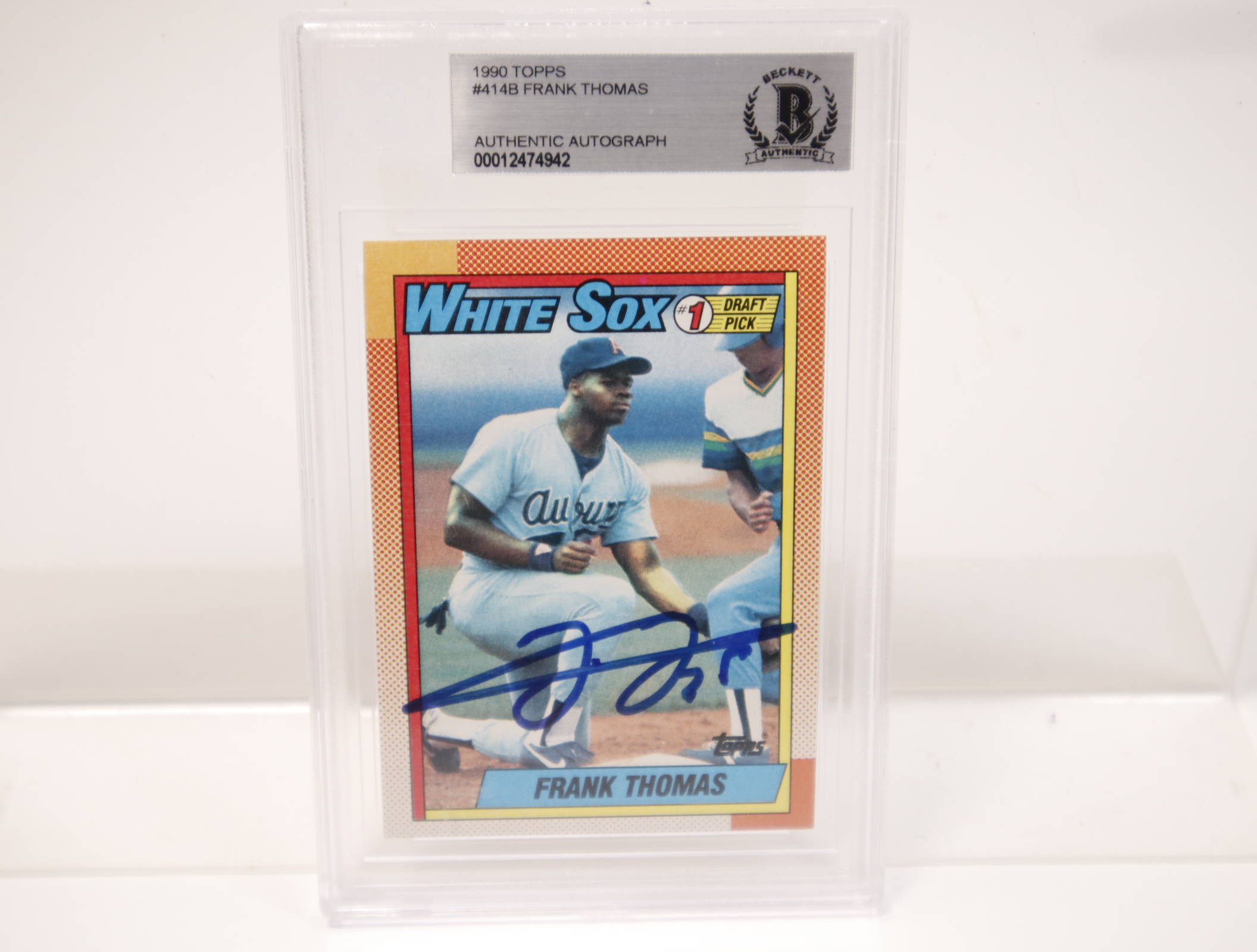 Topps 1990 414 Frank Thomas Autographed Rookie Card Beckett COA Ungraded