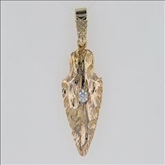 .33ct Round Cut Diamond Arrowhead Pendant w/o Chain 10k Yellow Gold 13. ...