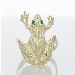 .04ctw Round Emerald Frog Statement Ring 14k Yellow Gold Size 8.5 / 6. ...