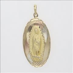 Virgin Mary Religious Pendant without Chain 10K Multi-Tone Gold 6.37 Grams