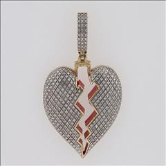 .43ctw Round Cut Diamond Broken Heart Pendant w/o Chain 10k Multi-Tone Gold