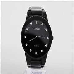 Citizen Axiom Eco-Drive Diamond Accent Black Dial Stainless Steel Men's ...