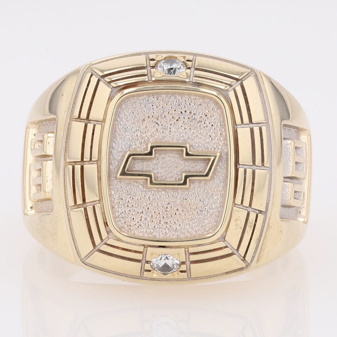 .09ctw Diamond Chevrolet Statement Ring 10k Yellow Gold 19.12 Grams ...