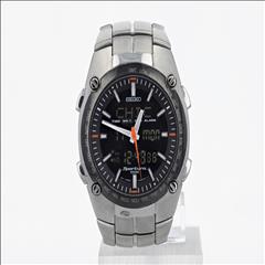 Seiko Sportura Black Dial Dual Digital World Time Stainless Steel Men's ...