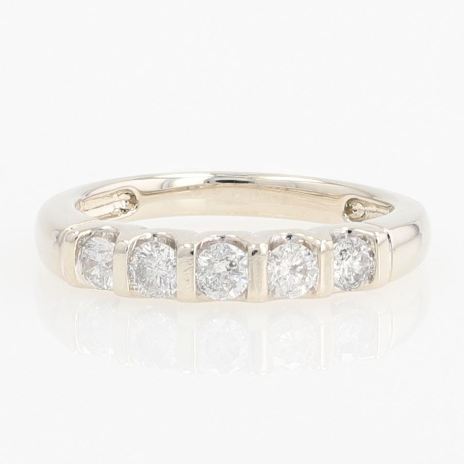 .50ctw Round Cut Diamond Bar-Set Wedding Band Ring 10k White Gold Size 6