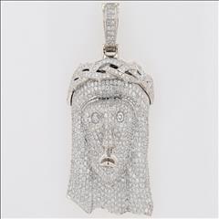 15.40ctw Round Diamond Jesus Crown of Thorns Pendant w/o Chain 10k ...