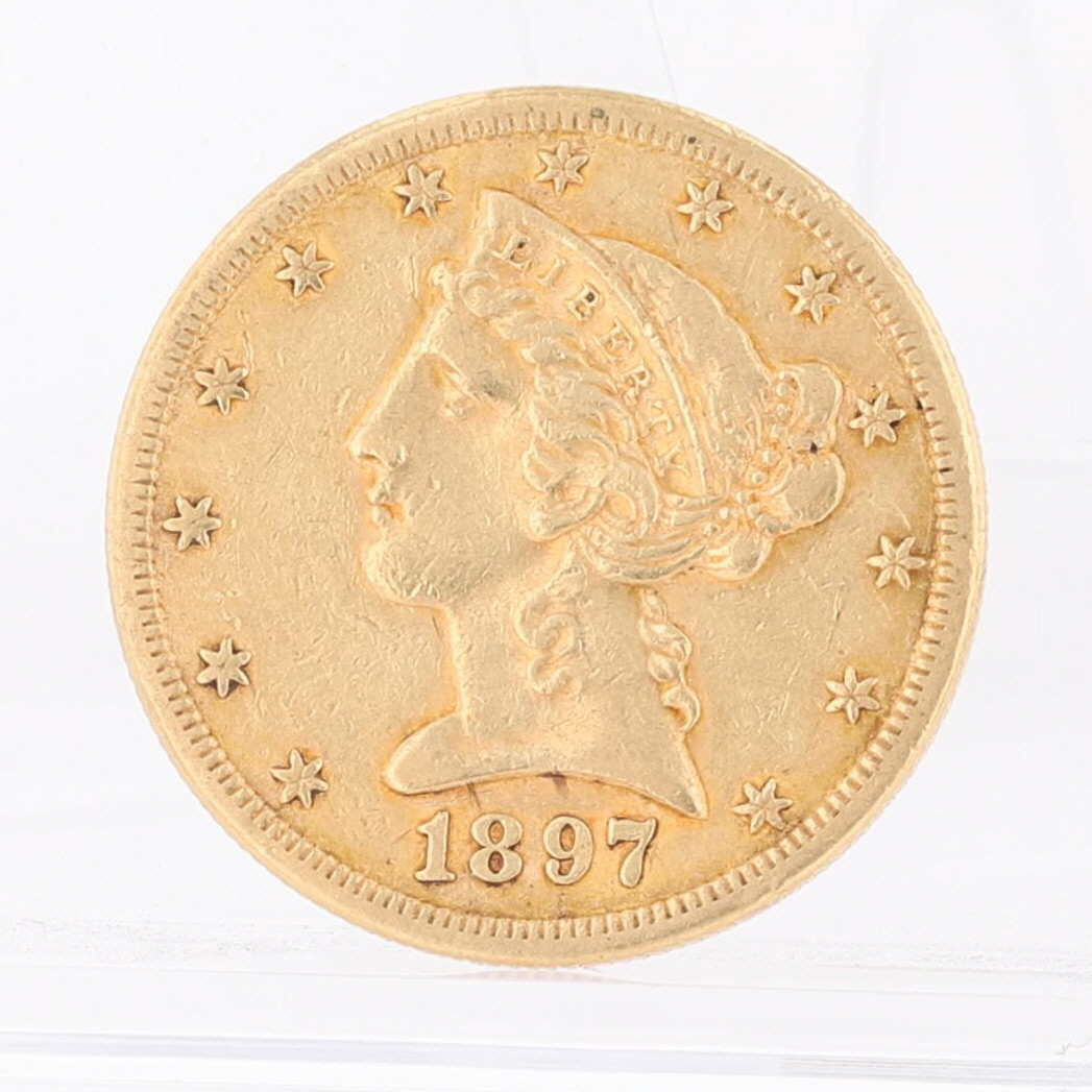 1897 $5 Liberty Head Half Eagle 90% Fine Gold Coin United States