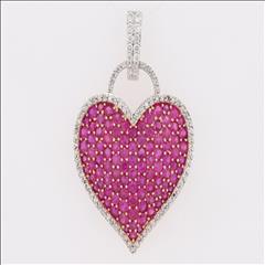 3.70ctw Ruby and Diamond Heart Pendant without Chain 14k White Gold 6. ...
