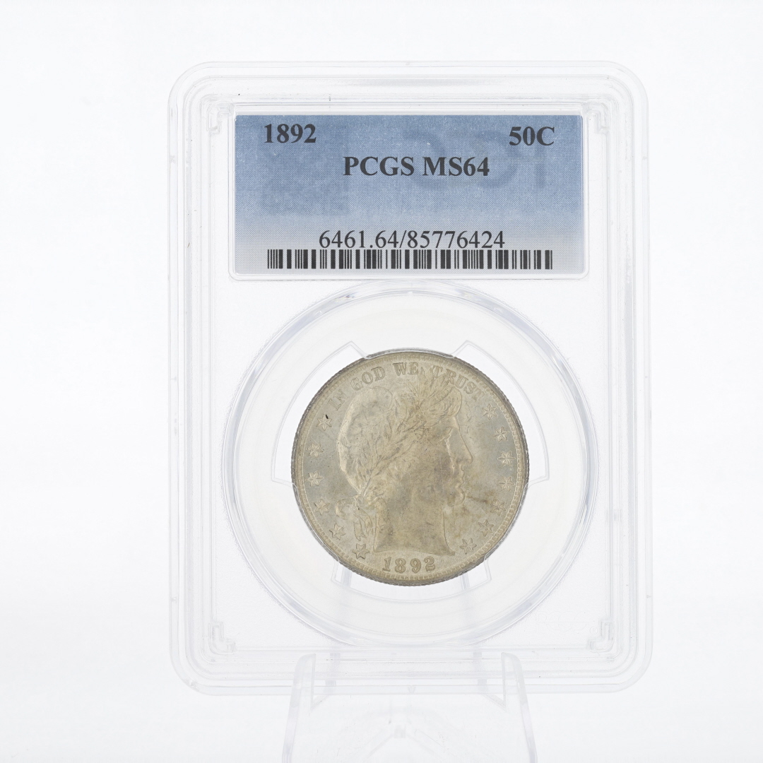 1892 Silver Barber Half Dollar 90% Fine Silver Coin PCGS MS64 ...
