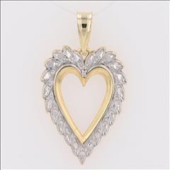 1.25" Diamond Cut Heart Pendant without Chain 14k Multi-Tone Gold 2.02 ...