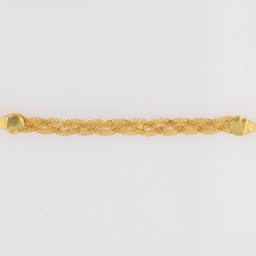 5.5mm Braided Foxtail Chain Bolo Adjustable Bracelet 21k Yellow Gold 3. ...