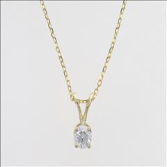 .25ct Lab-Created Diamond Solitaire Pendant on 18" Necklace 10k Yellow Gold