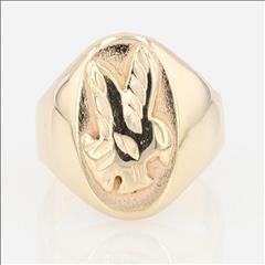 14.7mm Diamond Cut Bird Signet Ring 10k Yellow Gold 5.59 Grams Size 9.25