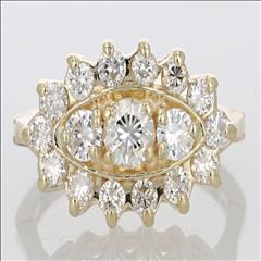 1.21ctw Round Cut Diamond Three-Stone Statement Ring 14k Yellow Gold Size 7