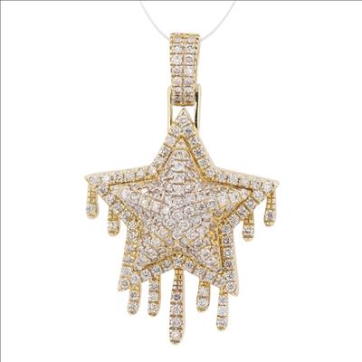 1.24ctw Round Diamond Dripping Star Pendant w/o Chain 10k Yellow Gold 9 ...