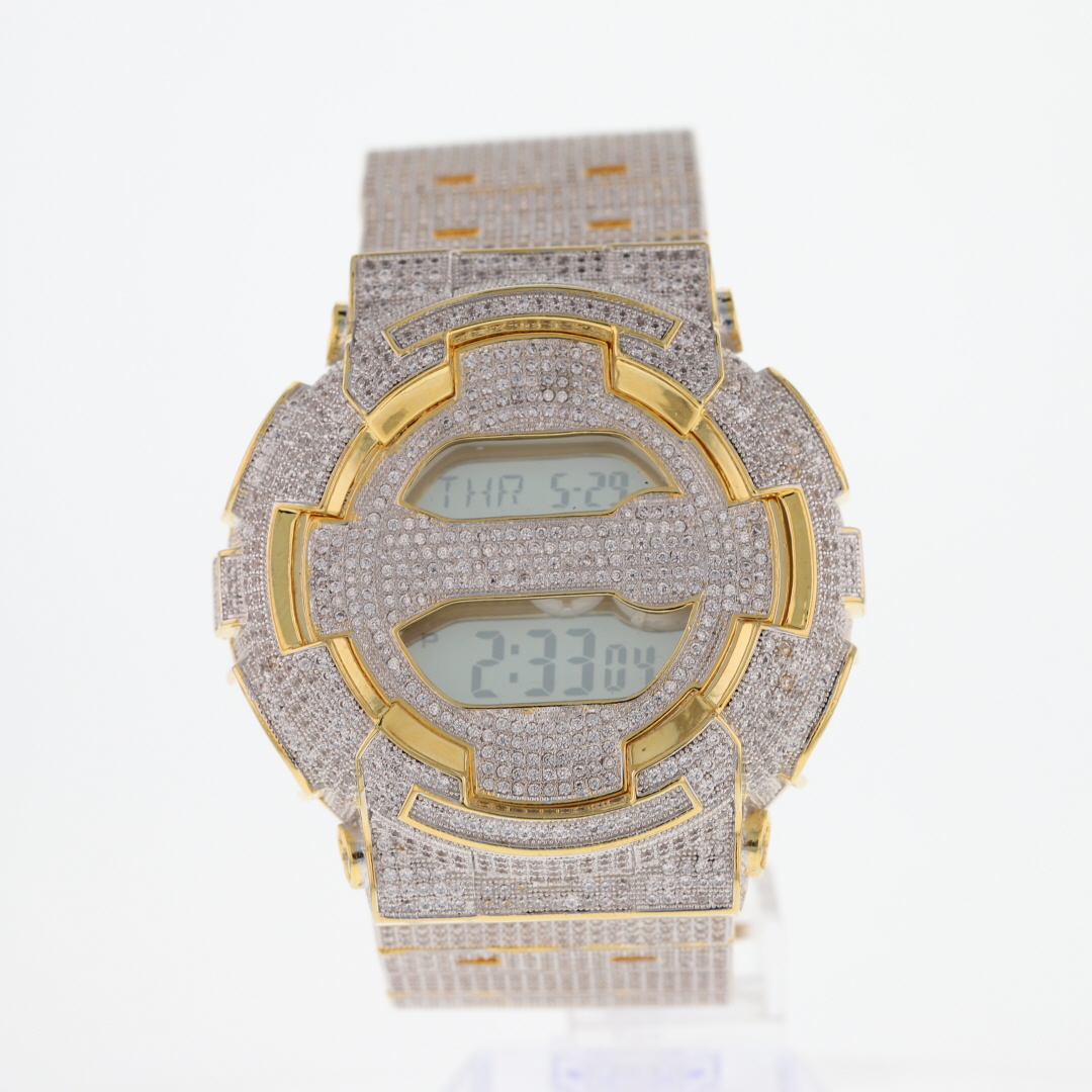 Casio G Shock Crystal Accent 51mm Silver Dial Quartz Stainless Steel ...