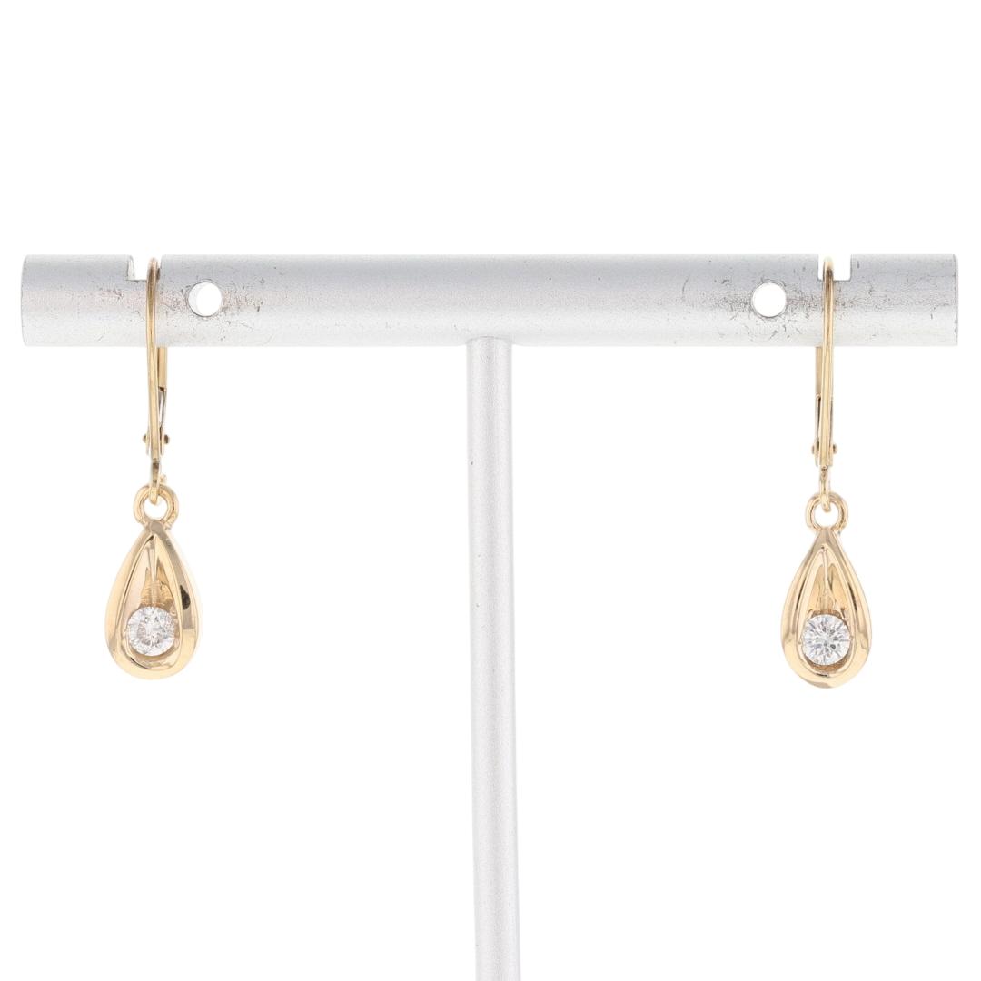 .25ctw Diamond Solitaire Teardrop Shaped Dangle Pair Earrings 14k ...