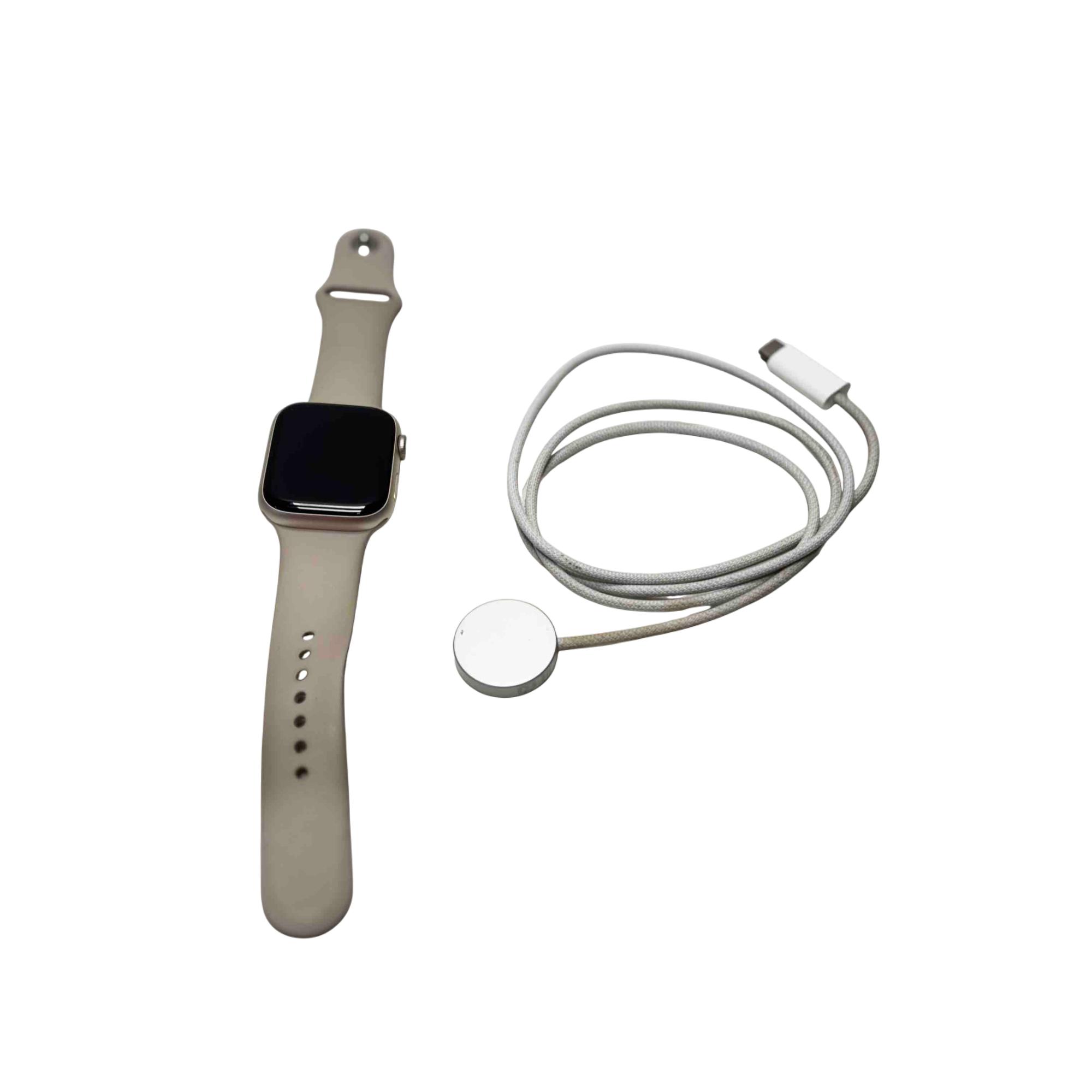 Apple Watch Series 9 A2980 45mm Starlight Aluminum Case White Band