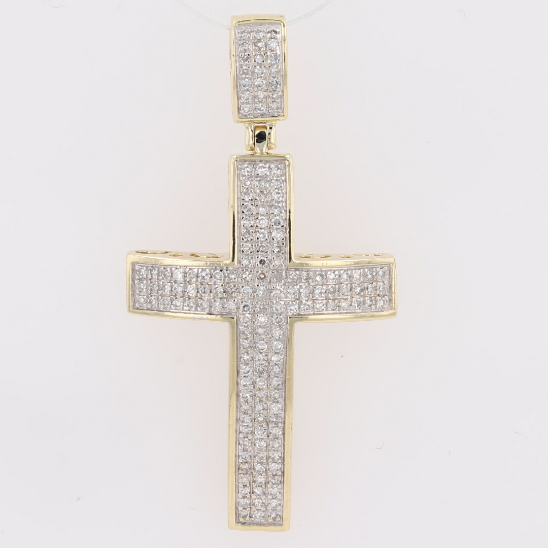 .42ctw Round Diamond Religious Cross Pendant no Chain 10k Yellow Gold 4 ...