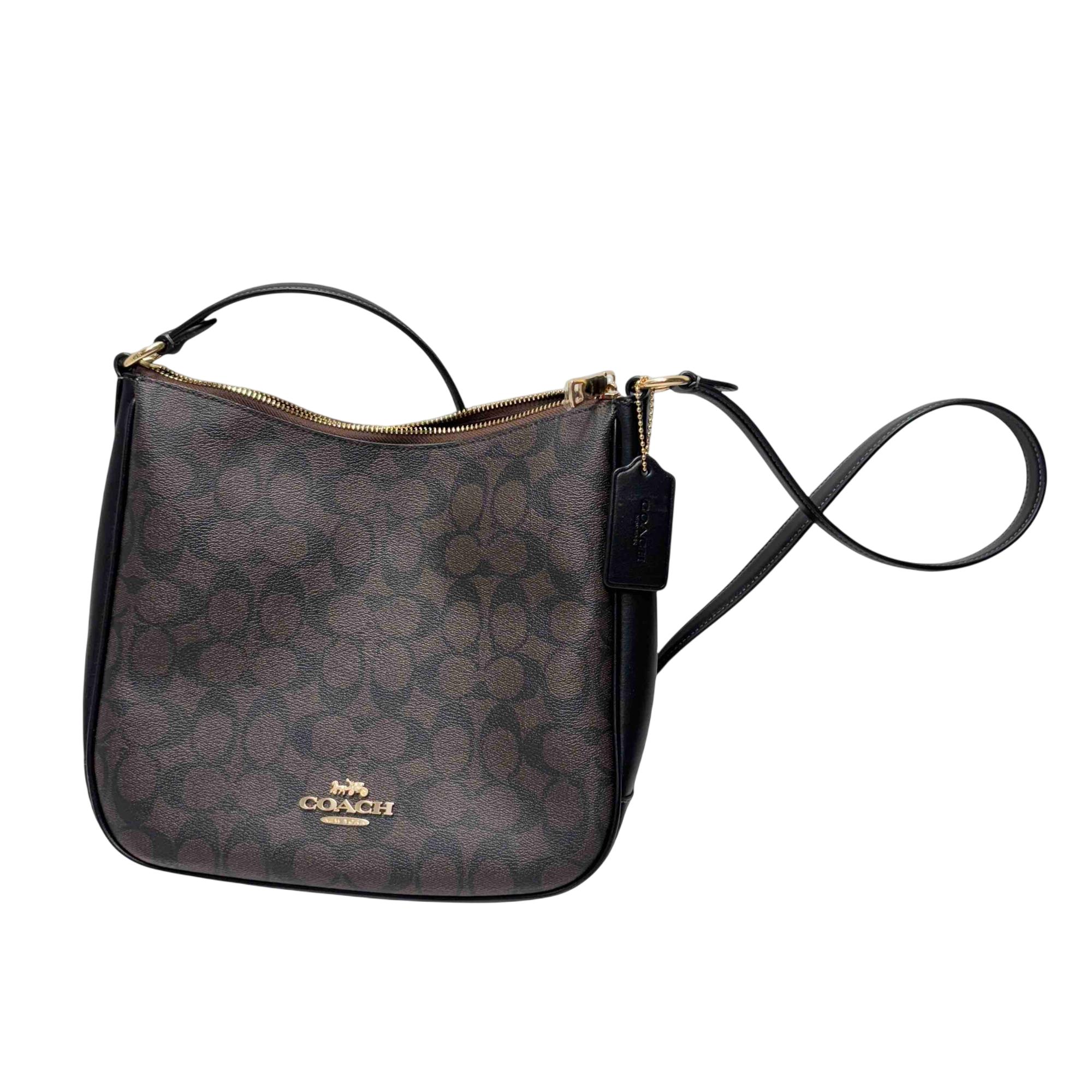 Coach Mini Rowan File Bag in Signature Canvas Brown/Black 11" x 9.5"