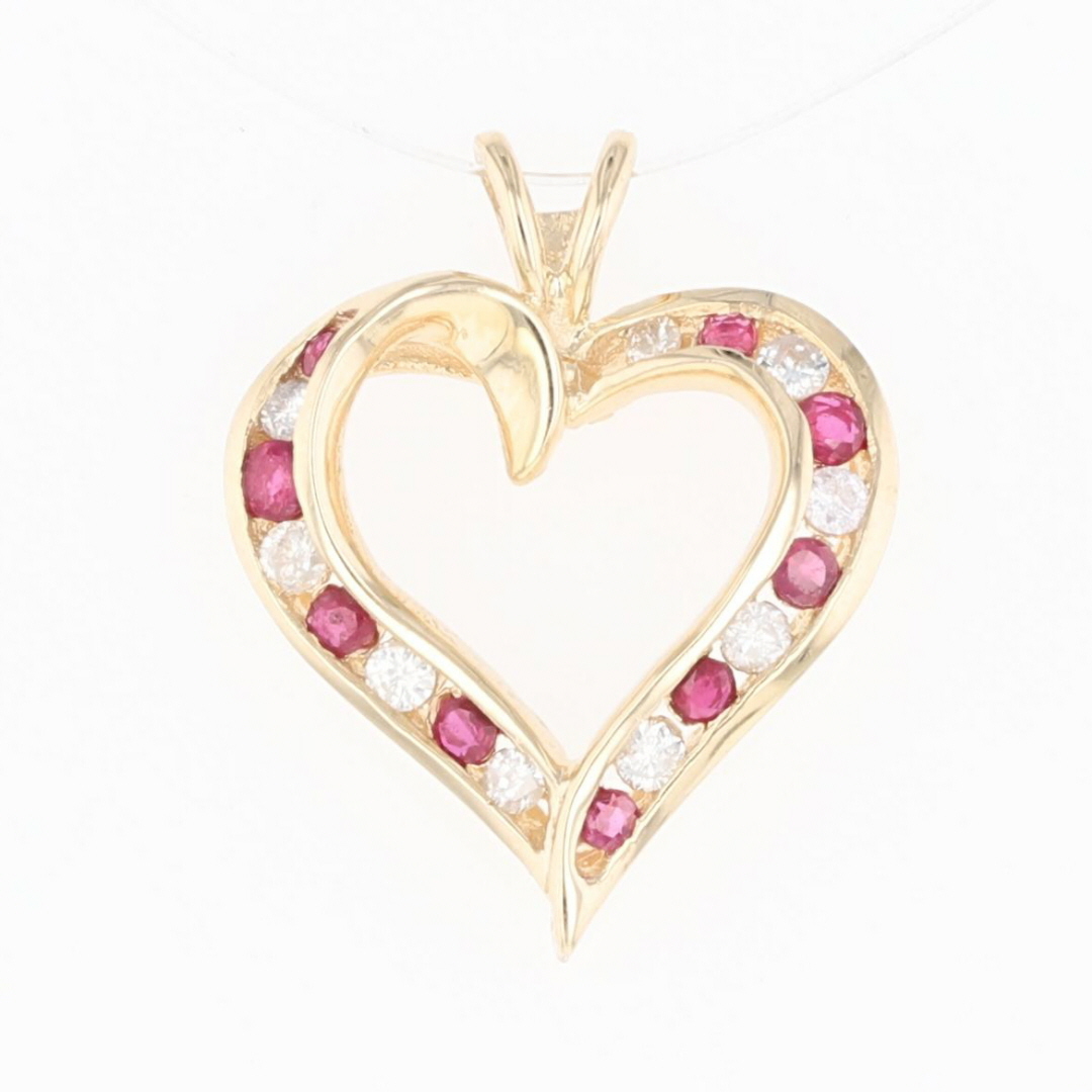 .42ctw Diamond & Ruby Channel-Set Open Heart Pendant No Chain 14k ...