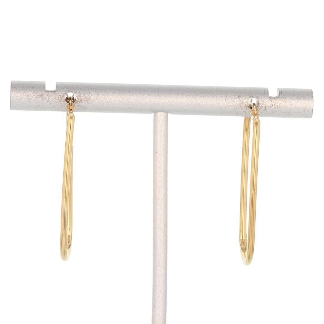 1.25" Polished Paper Clip Hoop Pair Earrings 18k Yellow Gold 1.41 Grams