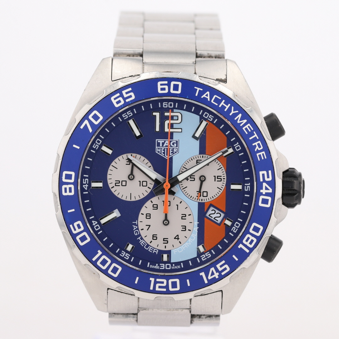 Tag Heuer Formula 1 Gulf Special 43mm Blue Dial Stainless Steel Men's ...