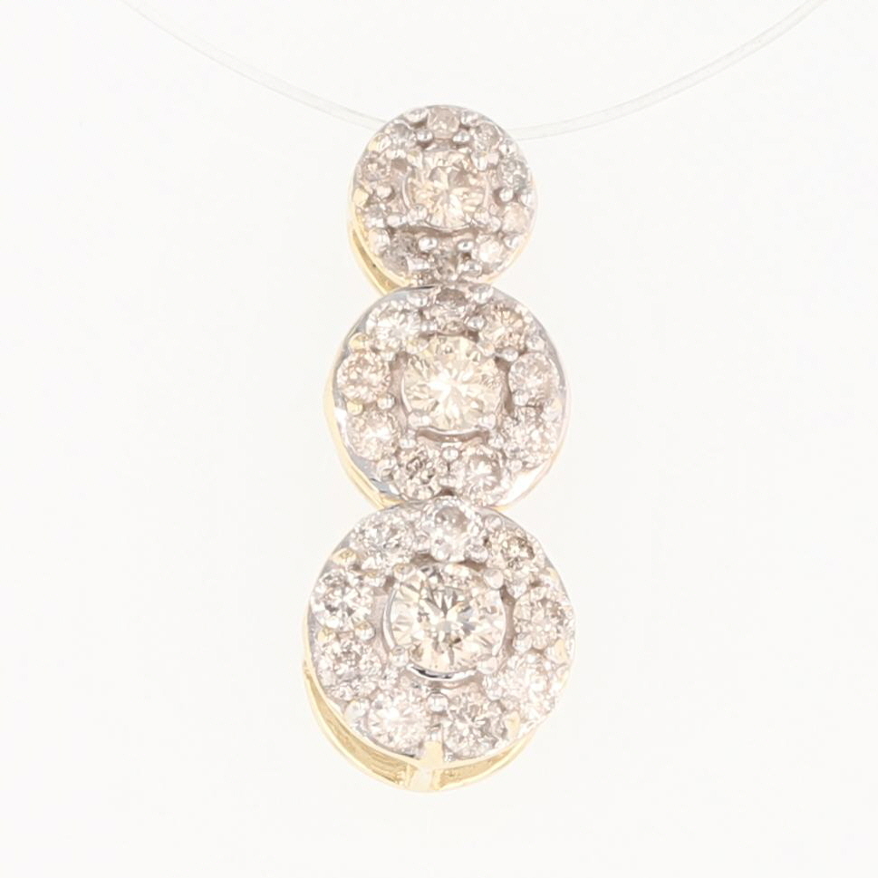 .44ctw Round Cut Diamond Three-Cluster Pendant without Chain 14k Multi ...