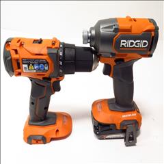 Ridgid R86001 1/2" 18V Cordless Drill R862311 Impact Driver R87002 2Ah ...