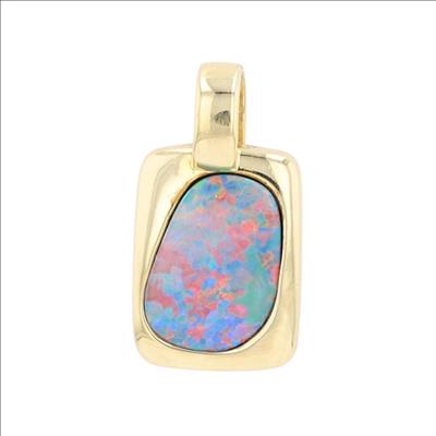 Free Form Tablet Boulder Opal Pendant without Chain 18k Yellow Gold 3. ...