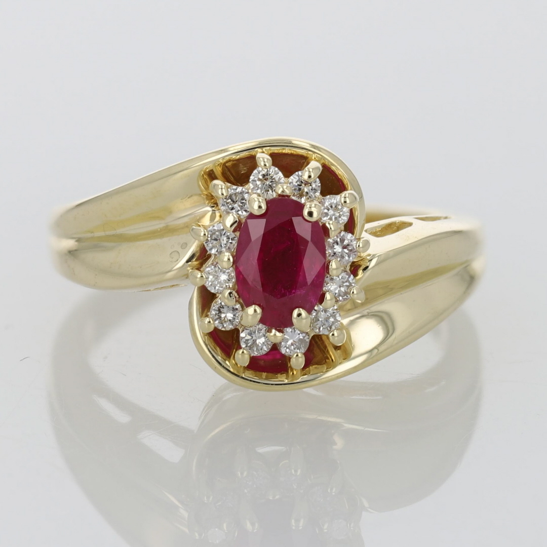 .59ctw Oval Cut Ruby with Diamond Accents Ring 14k Yellow Gold Size 7