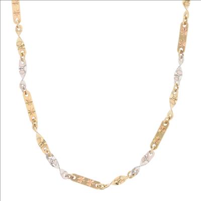 3.1mm Fancy Link Twisted Bar Chain 16.5" Necklace 14k Multi-Tone Gold 7 ...