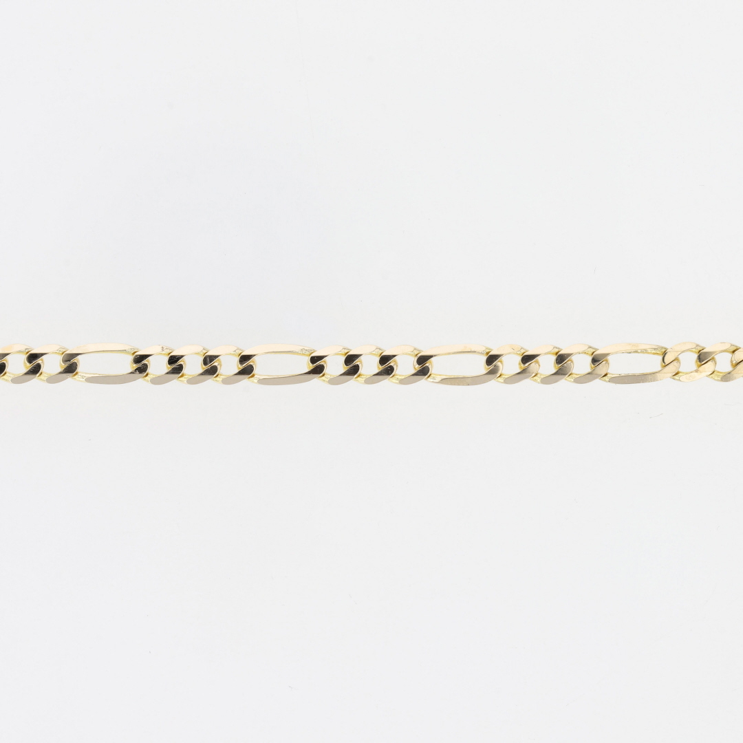 3mm Figaro Link Chain 7.25" Bracelet 14k Yellow Gold Italy 2.79 Grams